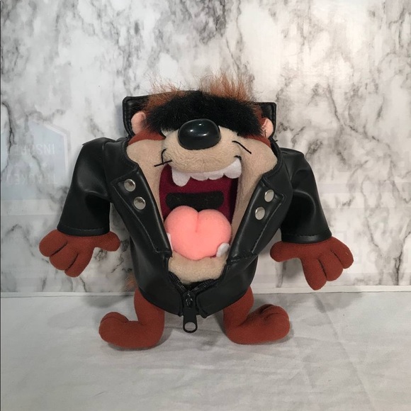 Warner Bros. | Toys | Vintage Looney Tunes Taz Biker Plush | Poshmark